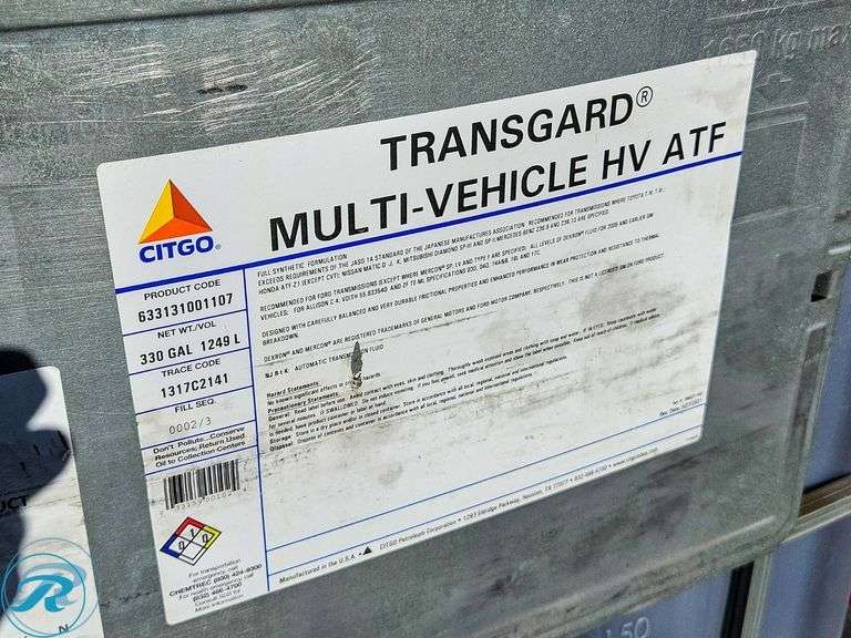 275-Gallon Poly Tank of Transgard Multi Vehicle HV ATF - Roller Auctions
