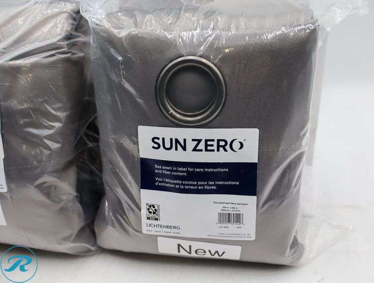 (3) SunZero Blackout Curtains 2 Panels, Gray - New - Roller Auctions