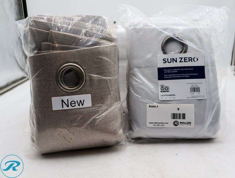 (2) SunZero Blackout Curtains, (1) White, (1) Brown - New - Roller Auctions