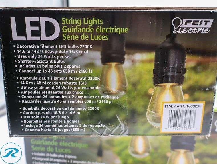 (2) Feit LED String Lights 48ft- New - Roller Auctions
