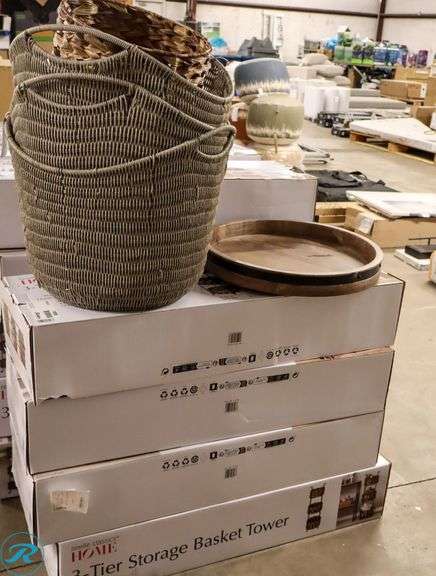 (4) 3-Tier Storage Basket Tower - Assorted Conditions/Parts Not ...