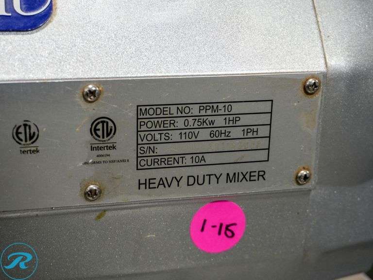 PrepPal PPM-10 10Qt Mixer With Accessories - Roller Auctions