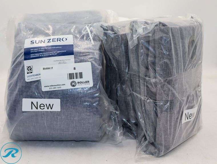 (2) SunZero Blackout Curtains, 2 Panels, (1) Blue, (1) Gray - New ...