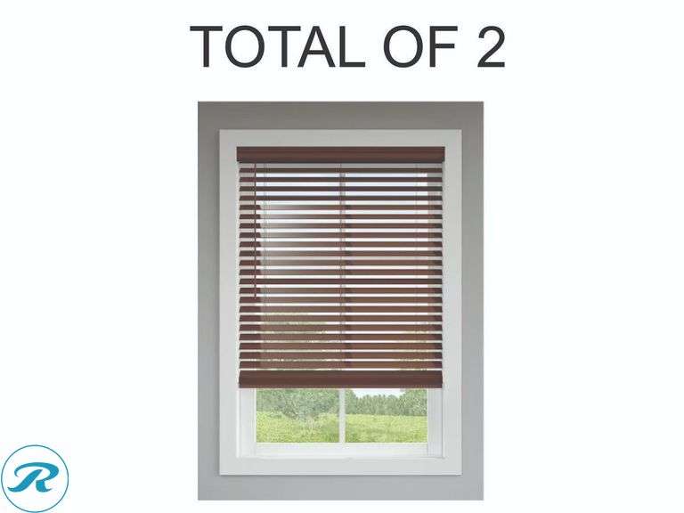 (2) New- LEVOLOR Trim+Go 2-in Slat Width 47-in x 64-in Cordless Walnut Faux Wood Room Darkening ...