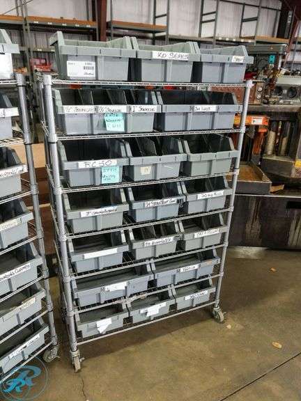 7-Tier Wire Rack on Casters, 56" x 36" x 14" With Plastic Totes ...