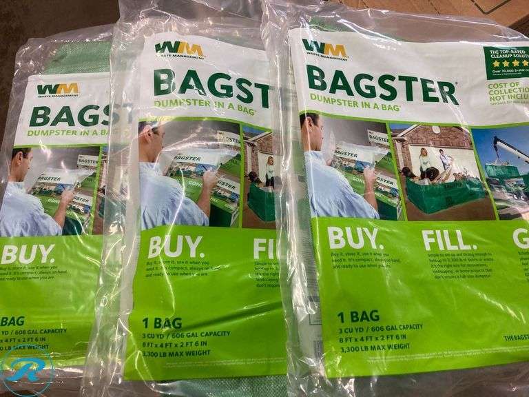 (3) New- Waste Management Bagster 606-Gallons Green Outdoor ...