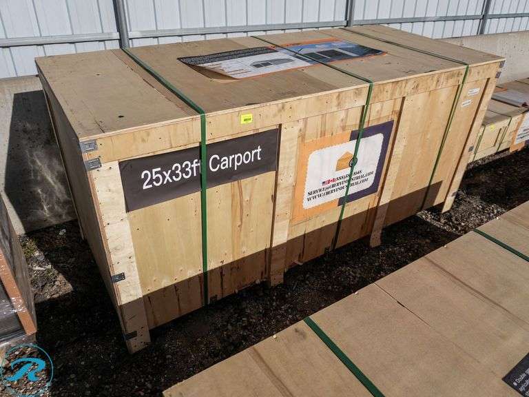 New Chery 25' X 33' Double Garage Metal Shed, MOD. GS2533 - Roller Auctions