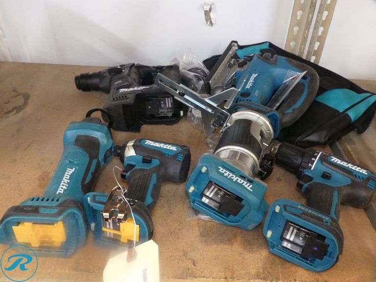 (6) Makita 18V Power Tools: Saws, Drills and Router (Tools Only ...