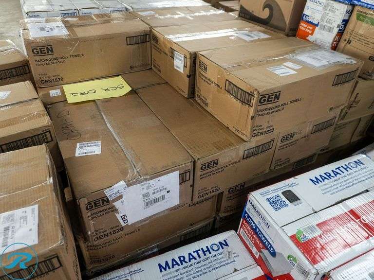 Pallet of (22) Boxes of GEN 1820 Hard Wound Roll Towels - Roller Auctions