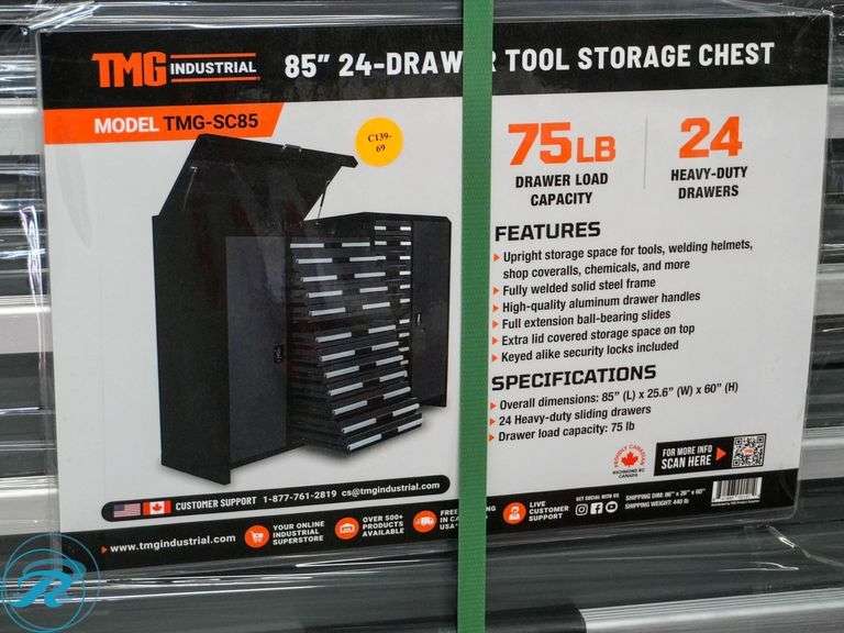 New TMG Industrial TMG-SC85 24-Drawer Tool Storage Chest, 85" - Roller ...