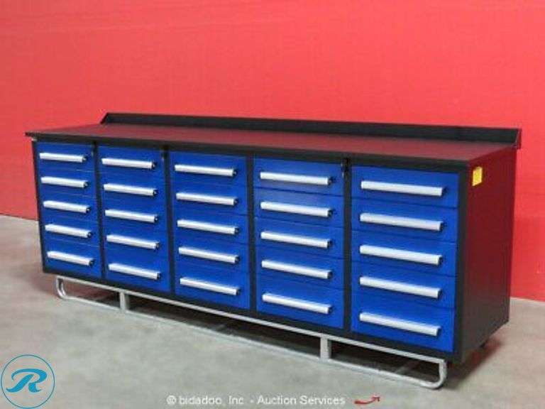 New Chery 25-Drawer Workbench, 10' Long - Roller Auctions