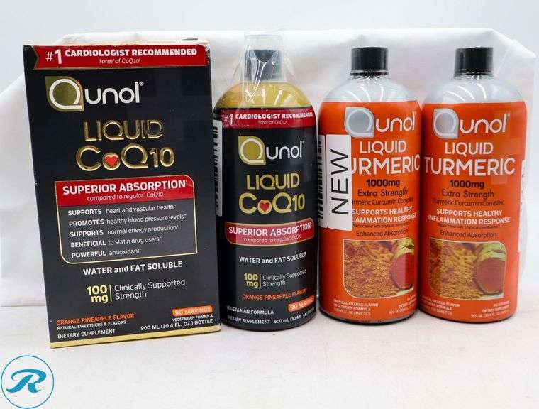 (2) Liquid CoQ10 - New, (2) Liquid Turmeric - New - Roller Auctions
