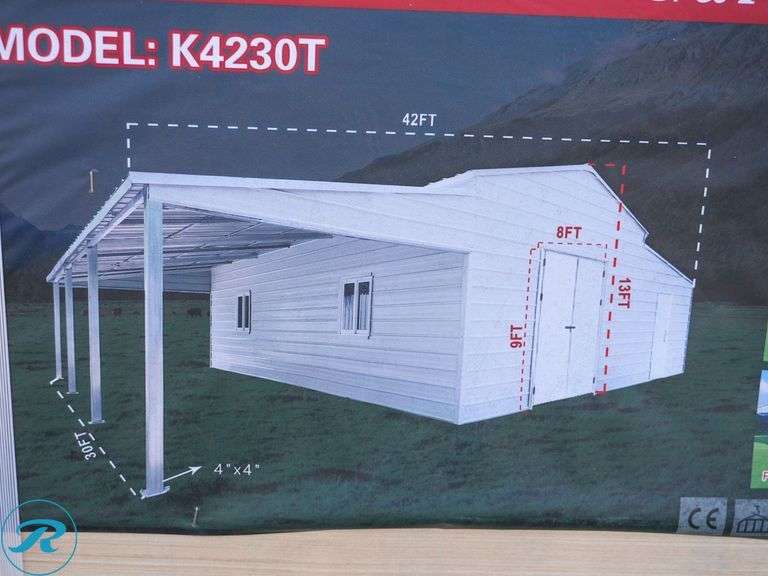 New All Metal 42' X 30' Metal Garage, MOD K4230T, (2) Total Boxes ...