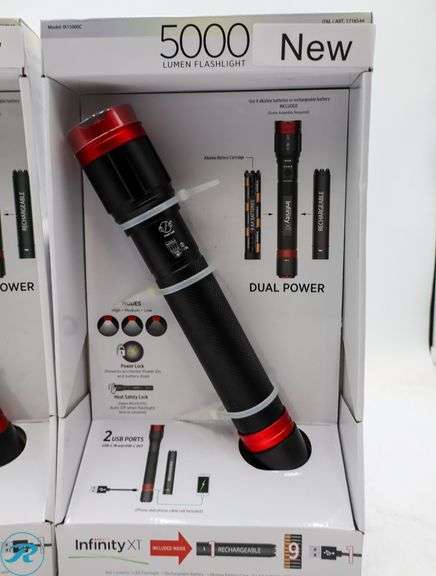 (2) Infinity XT 5000 Lumen Rechargeble Flashlight - New - Roller Auctions