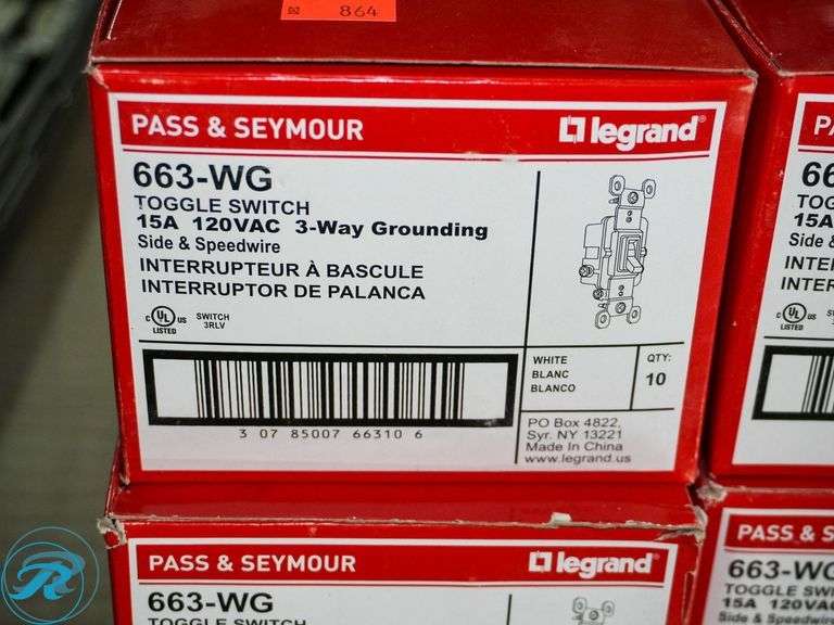 (6) Boxes of Legrand 663-WG Toggle Switches - Roller Auctions