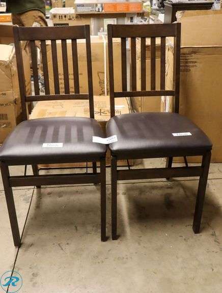 (2) Padded Wooden Folding Chairs - New - Roller Auctions