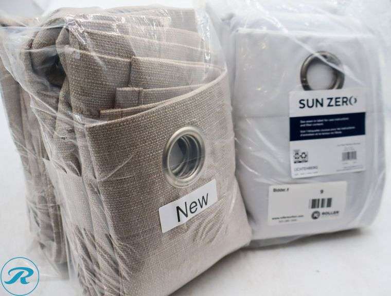 (2) SunZero Blackout Curtains, (1) White, (1) Brown - New - Roller Auctions