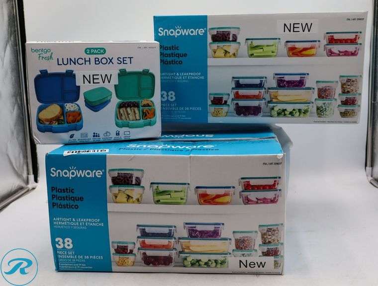 (2) Bentgo Lunch Box - New; (2) Snapware 38 pc Set Plastic Food Storage ...