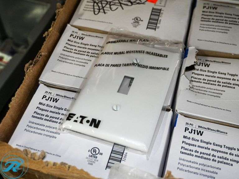 (5) Boxes of Levinton 807041-W Wall Plates and (10) Boxes of Eaton PJ1W ...