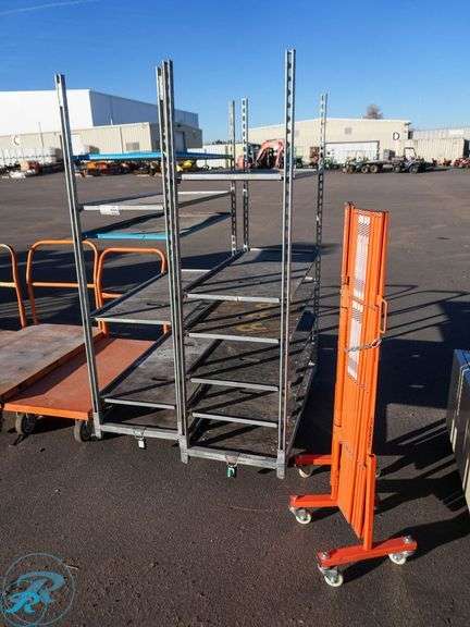 (2) 6-Tier Shop Carts and Expol Sentry Gate on Casters - Roller Auctions