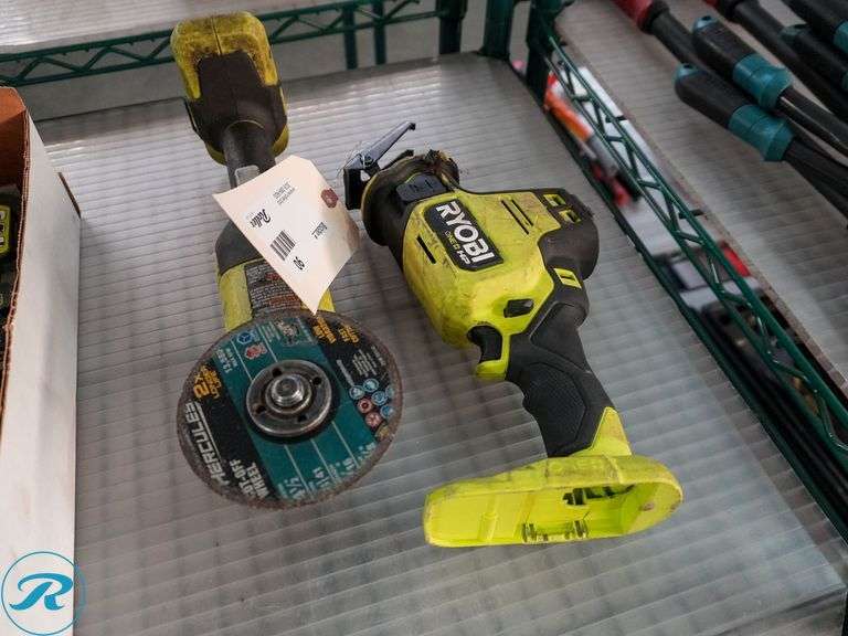 (2) Ryobi 18V Cordless Power Tools: P4221TH Grinder and PSBRS01 ...