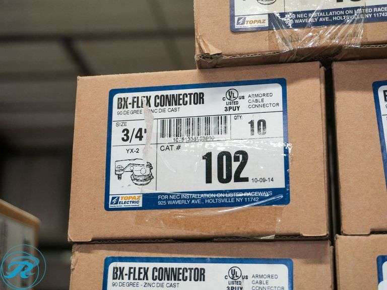(5) Boxes of Topaz Electric BX-Flex Connectors - Roller Auctions