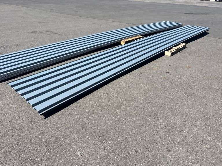 Pallet of (10) Corrugated Sheet Metal Panels, 286" x 37" - Roller Auctions