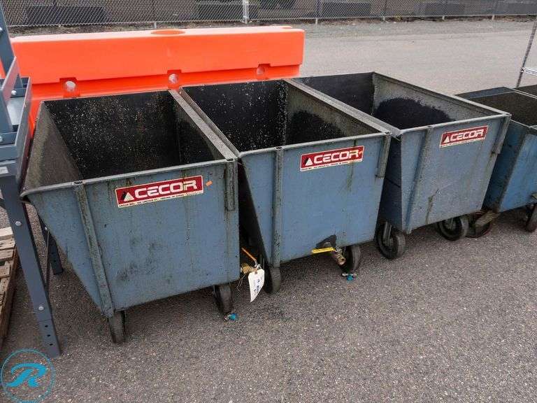 (3) Cecor Material Scrap Bins With Fork Pockets on Casters - Roller ...