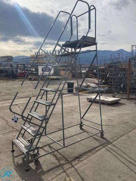 Metal Rolling Platform Ladder with Locking Wheels Overall Dimensions ...