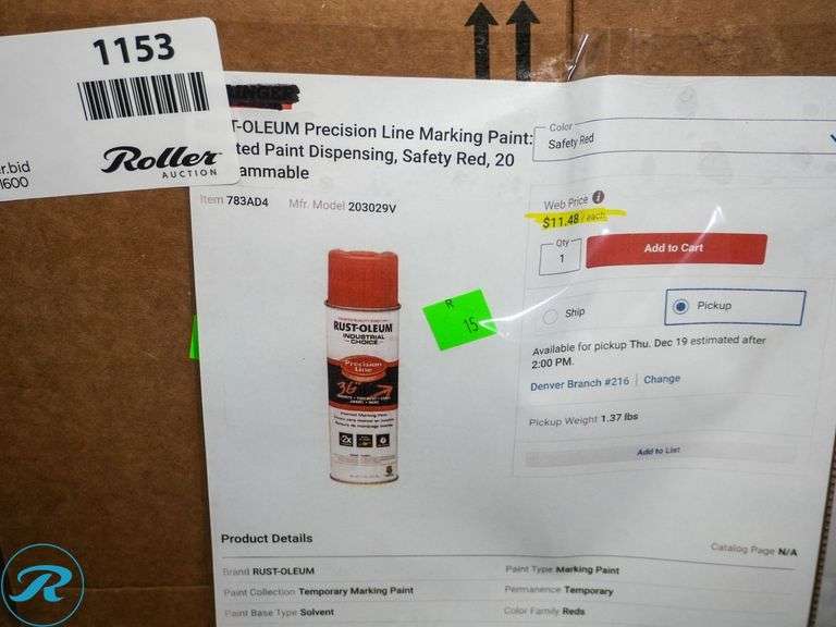 (4) Boxes of (12) Rustoleum Safety Red Line Marking Paint, 17oz Cans ...