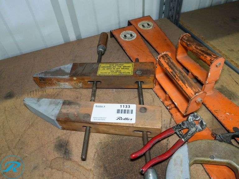 (2) Tile Clamps, Wood Clamp and Fish Tape - Roller Auctions