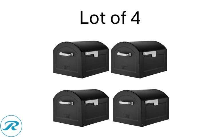 (4) New- Architectural Mailboxes Post Mount Black Metal Extra Large Mailbox (4 Total Mailboxes ...