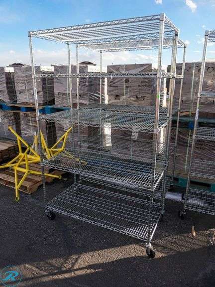 (2) 5-Tier Wire Racks on Casters, 48" x 24" - Roller Auctions