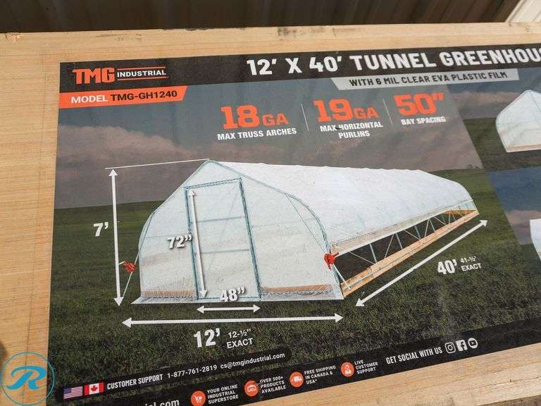 New TMG Industrial TMG-GH1240 Tunnel Greenhouse Grow Tent, 12' x 40 ...