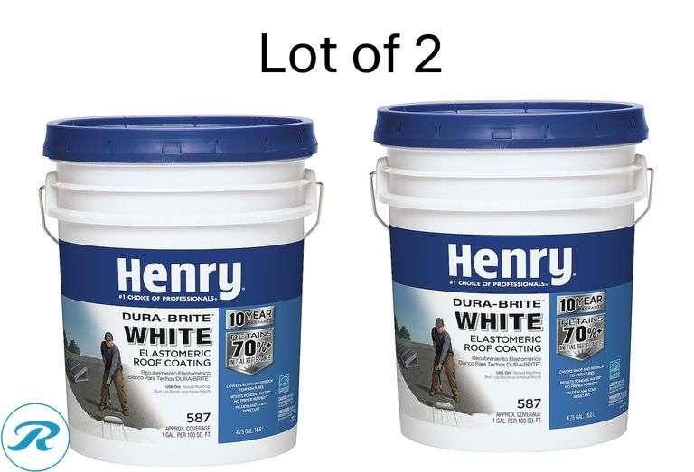 (2) New- Henry Company Dura-Brite 4.75-Gallon White Elastomeric ...