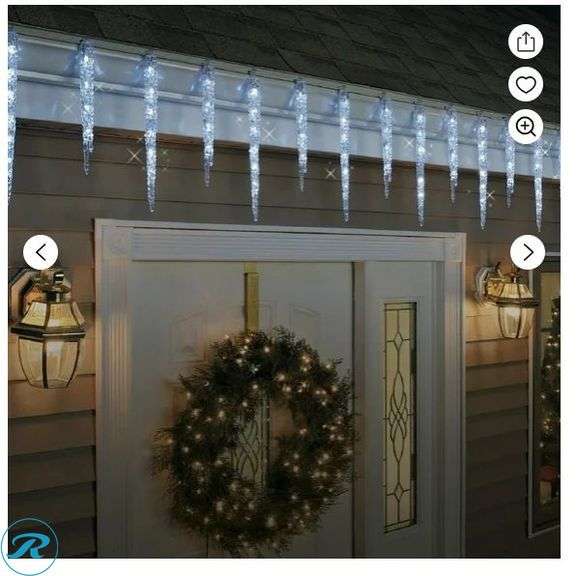 (2) GE: Energy Smart Twinkling Ice Crystal Icicle Set, Crystal White ...
