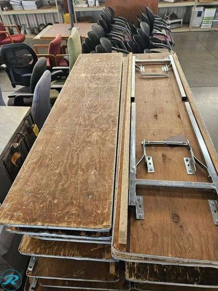 (38) 18″×72″ Folding Tables with Wood Tops and Metal Frames - Roller ...