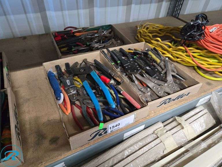 (3) Trays of Assorted Hand Tools Including Pliers, Wrenches, and Wire ...