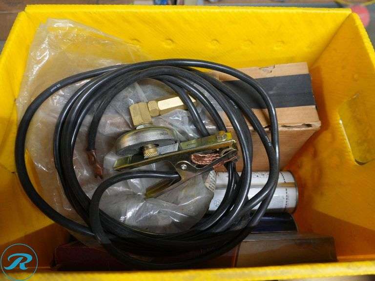 Tray of Welding Accessories Including Lincoln Electric Welding Helmet ...