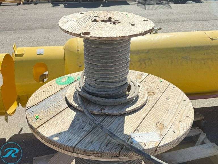(2) Wooden Spools with Coiled Cable - Roller Auctions