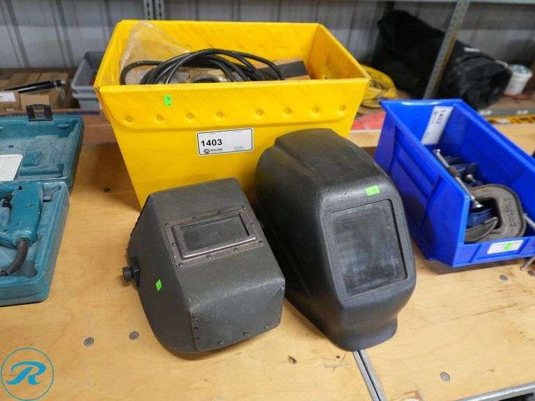 Tray of Welding Accessories Including Lincoln Electric Welding Helmet ...