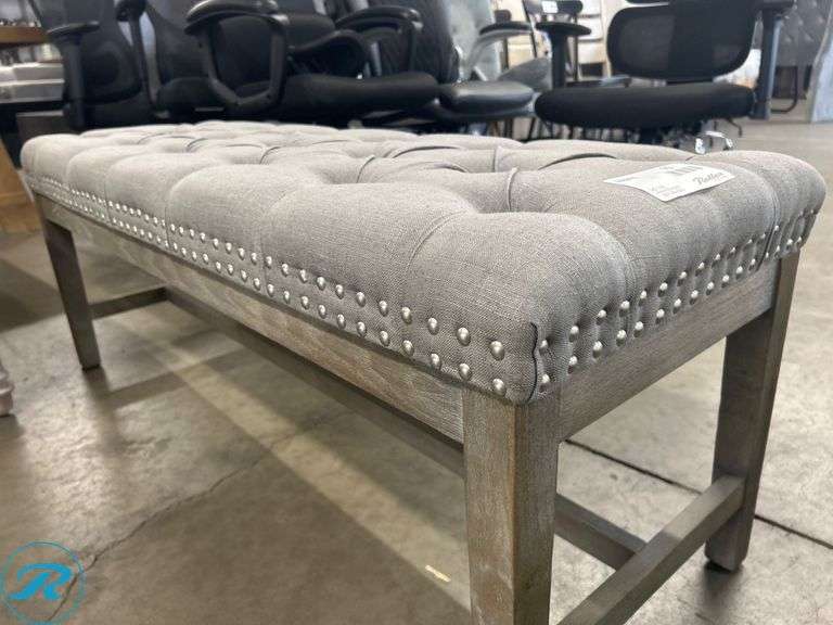 Tufted Upholstered Bench by Cui Liu Designs with Nailhead Trim - Roller ...