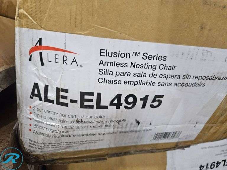 (2) Alera Elusion Series Armless Nesting Chairs, (2) Per Box - Roller ...