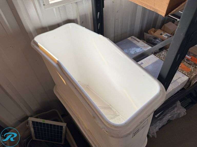 (2) White Plastic Stackable Bins on Casters - Roller Auctions