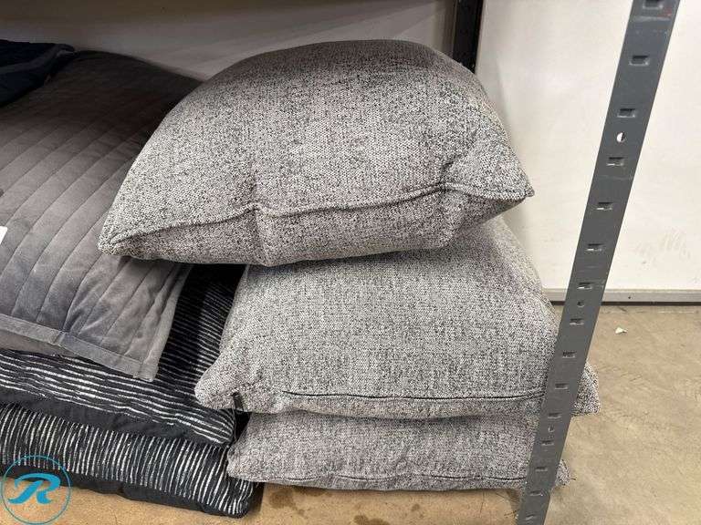 (9) Assorted Decorative Throw Pillows in Various Textures and Patterns ...