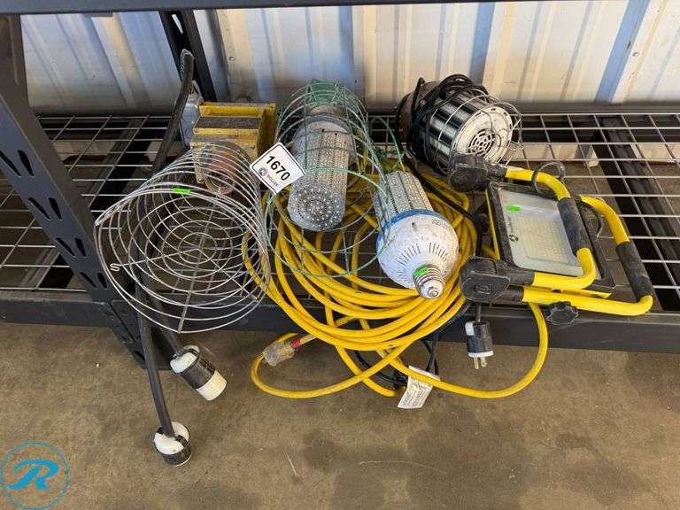 Work Lights and Caged Light Fixtures with Extension Cords - Roller Auctions