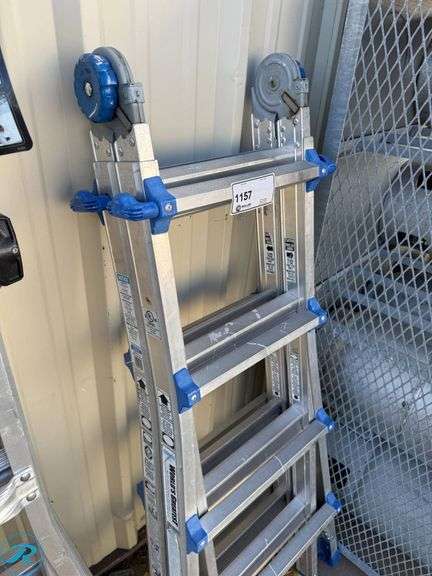 Werner Multi-Position Aluminum Ladder with Blue Locking Hinges, 17′ Max ...