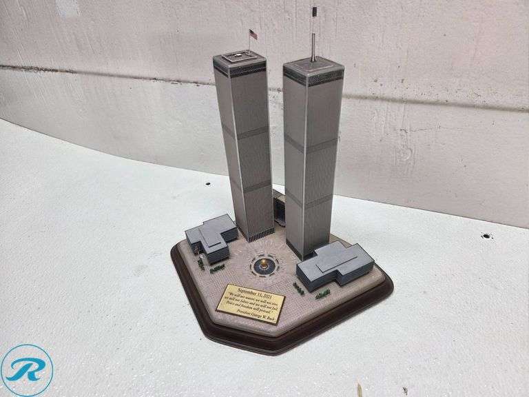 Scale Model of the World Trade Center Twin Towers on Base - Roller Auctions