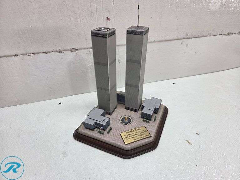 Scale Model of the World Trade Center Twin Towers on Base - Roller Auctions