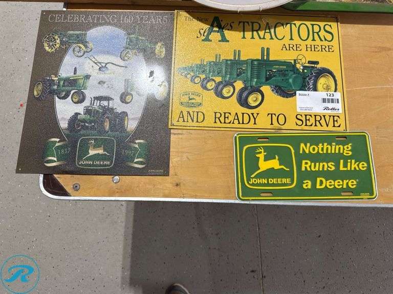 John Deere-Themed Decorative Items Including Signs, Trays, and Artwork ...